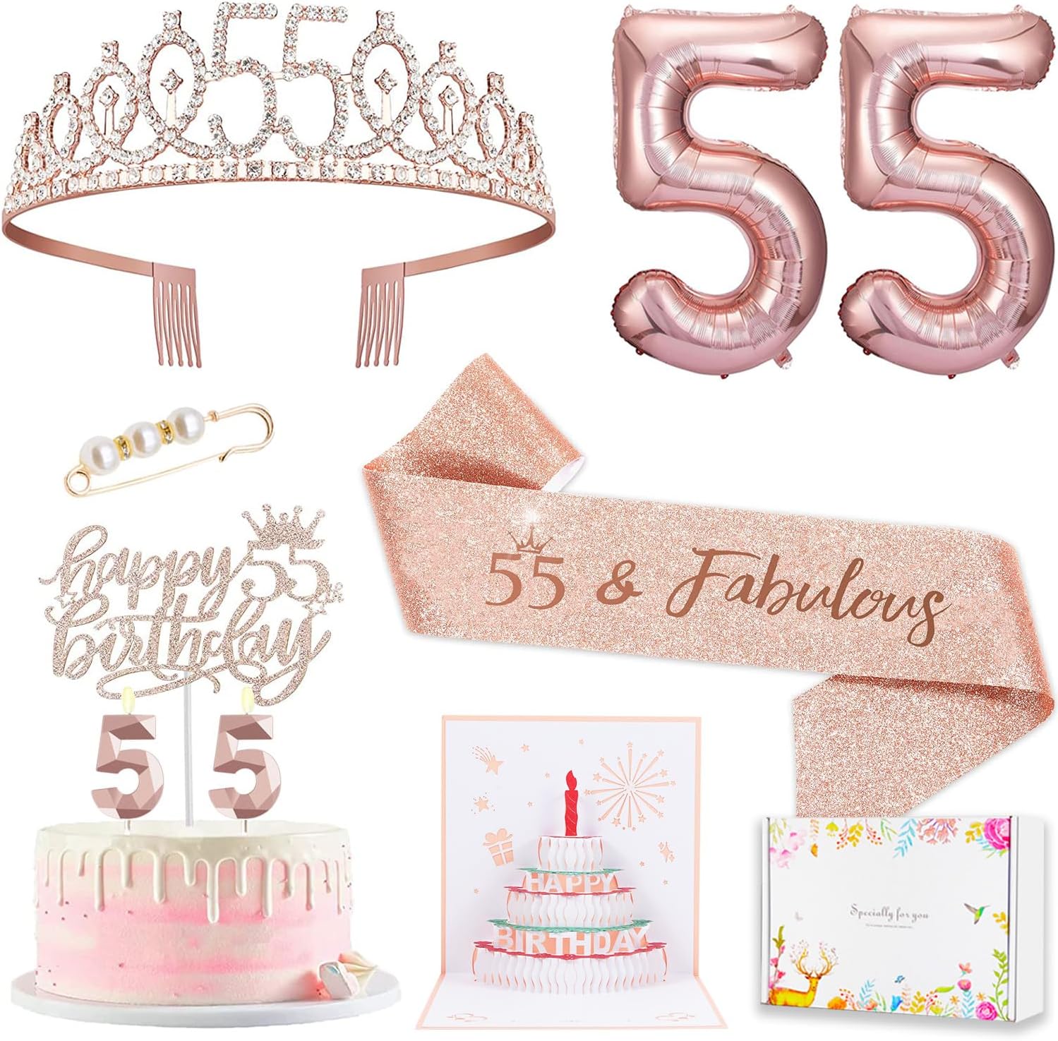 Amazon.com: 55th Birthday Decorations for Women, 55th Birthday Sash and ...