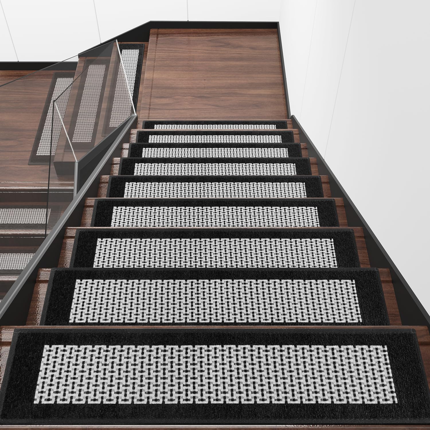 Stair Treads for Wooden Steps Non-Slip Carpet, 15 PCS Polyester Indoor ...