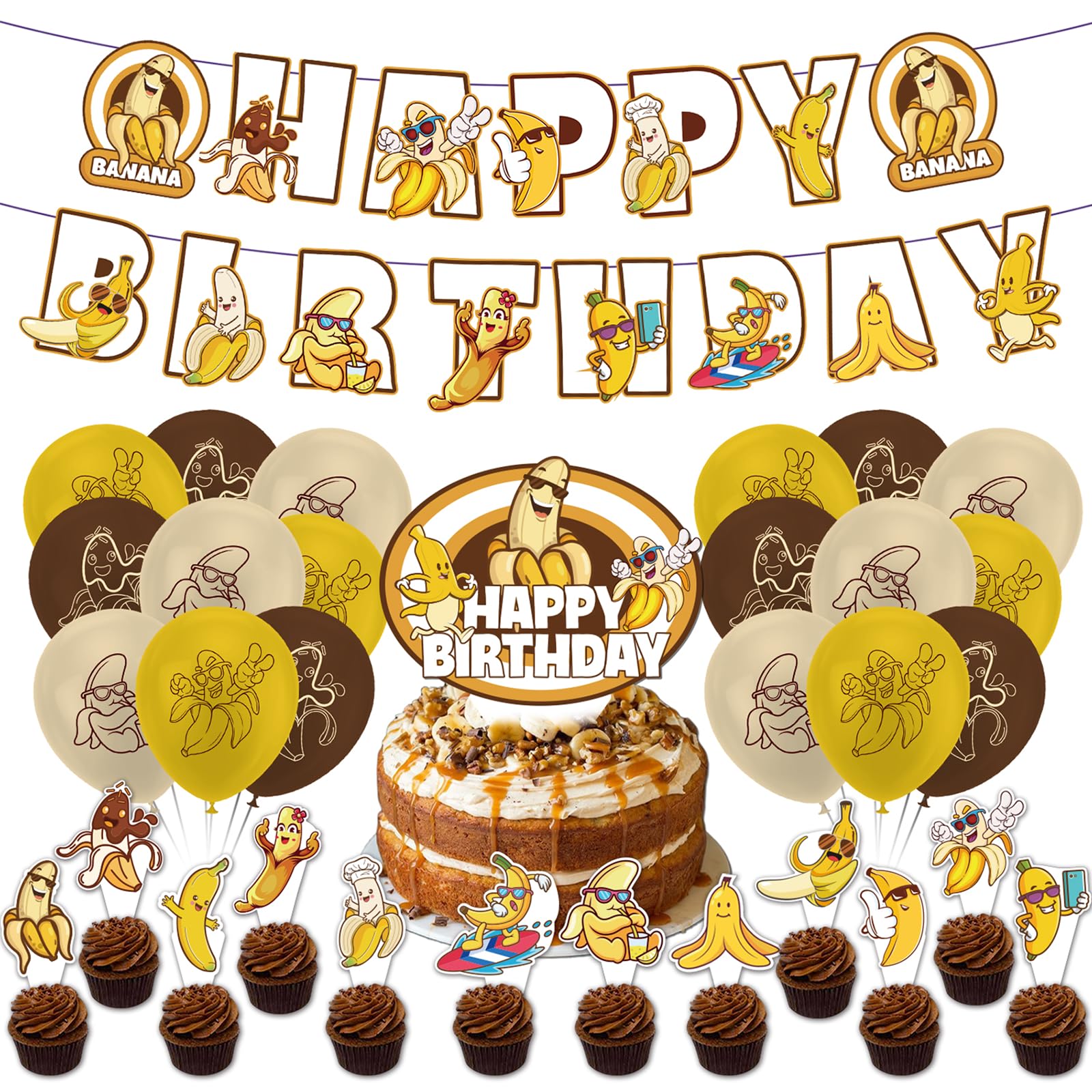 Banana Birthday Party Decorations Banana Party Supplies Includes Banana ...