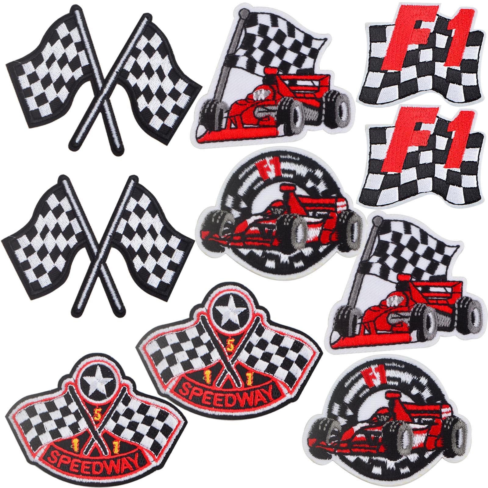 Amazon.com: 10pcs Black White Checkered Square F1 Racing Patches Cycle ...