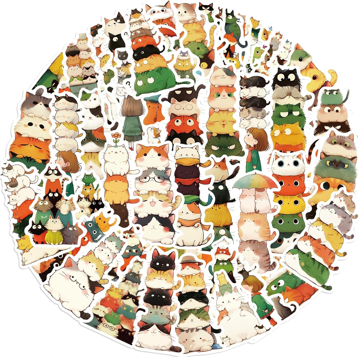Amazon.com: 50PCS Cute Cat Stacking Stickers Aesthetic Vinyl Waterproof ...