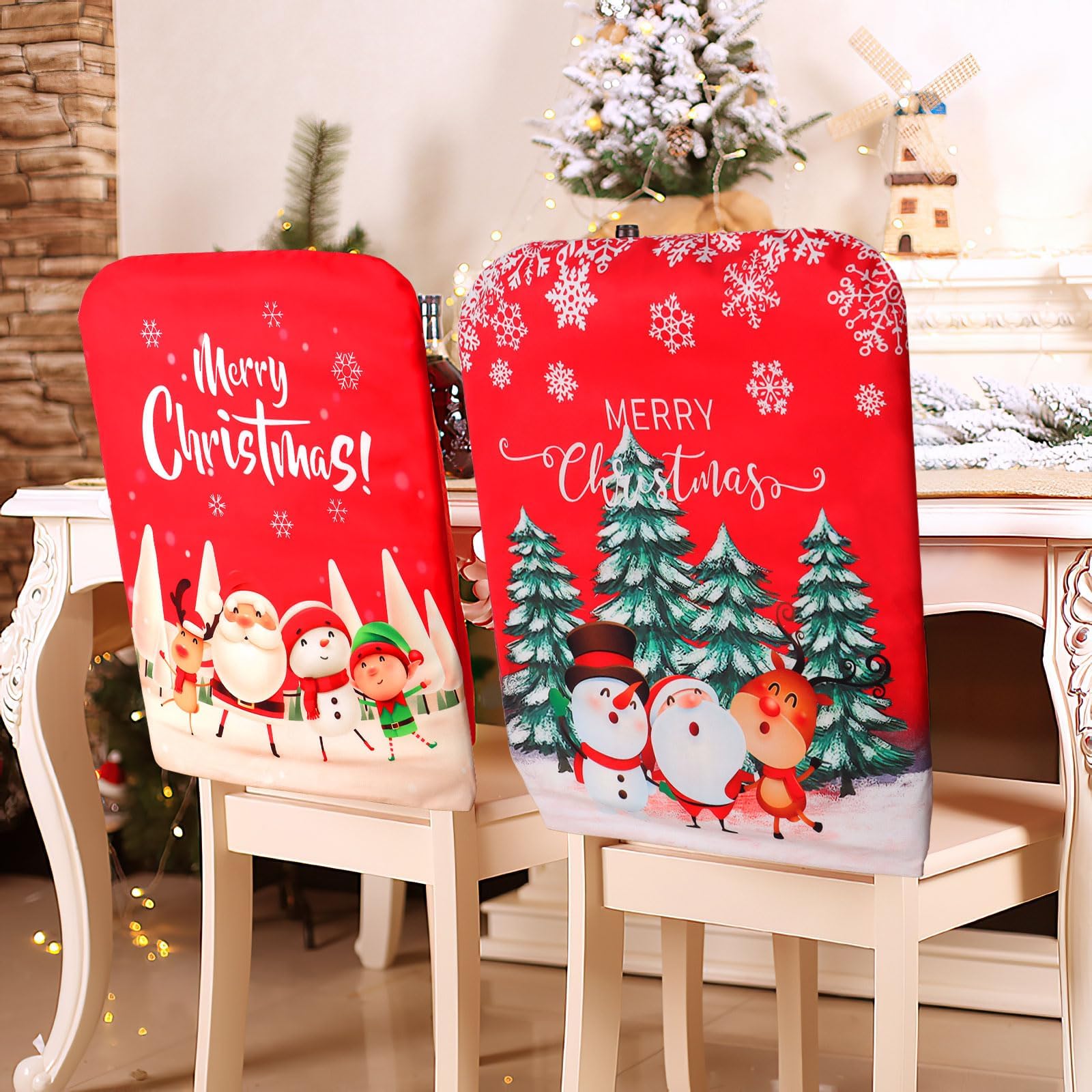 Amazon.com: Christmas Chair Covers Set of 2, Christmas Chair Back ...