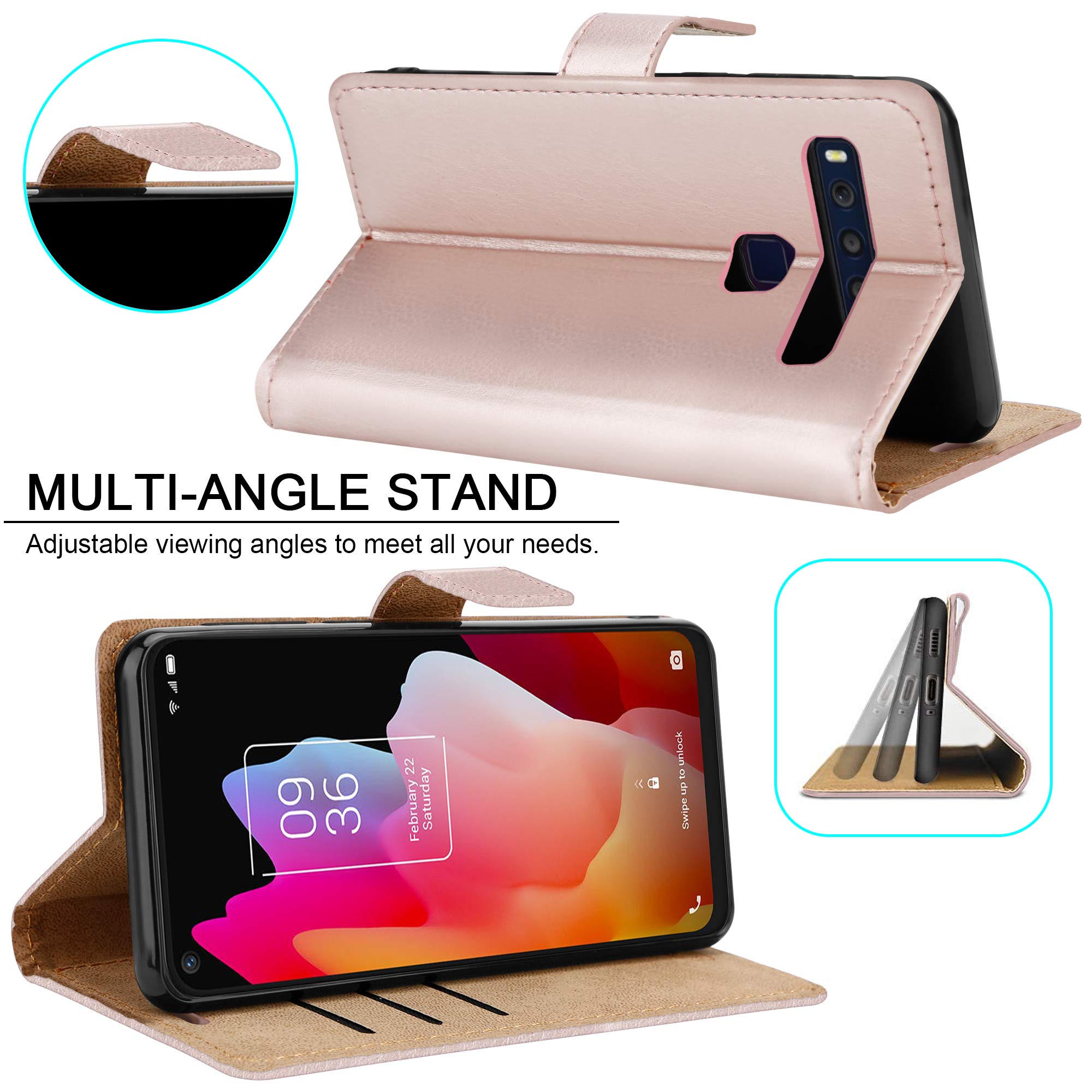 For TCL 305 306 403 405 40 SE 40R Case Leather Wallet Phone Cover ...