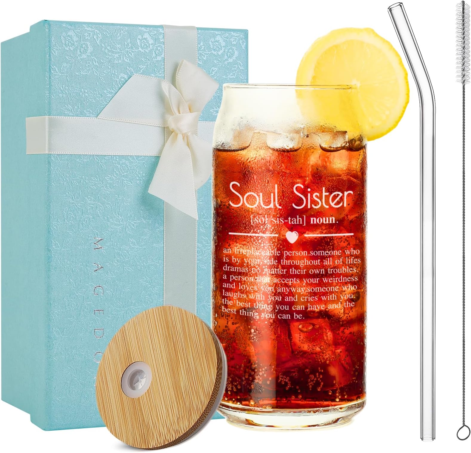 Amazon.com: LEADO 16 oz Glass Cups with Lids & Straws - Friendship ...