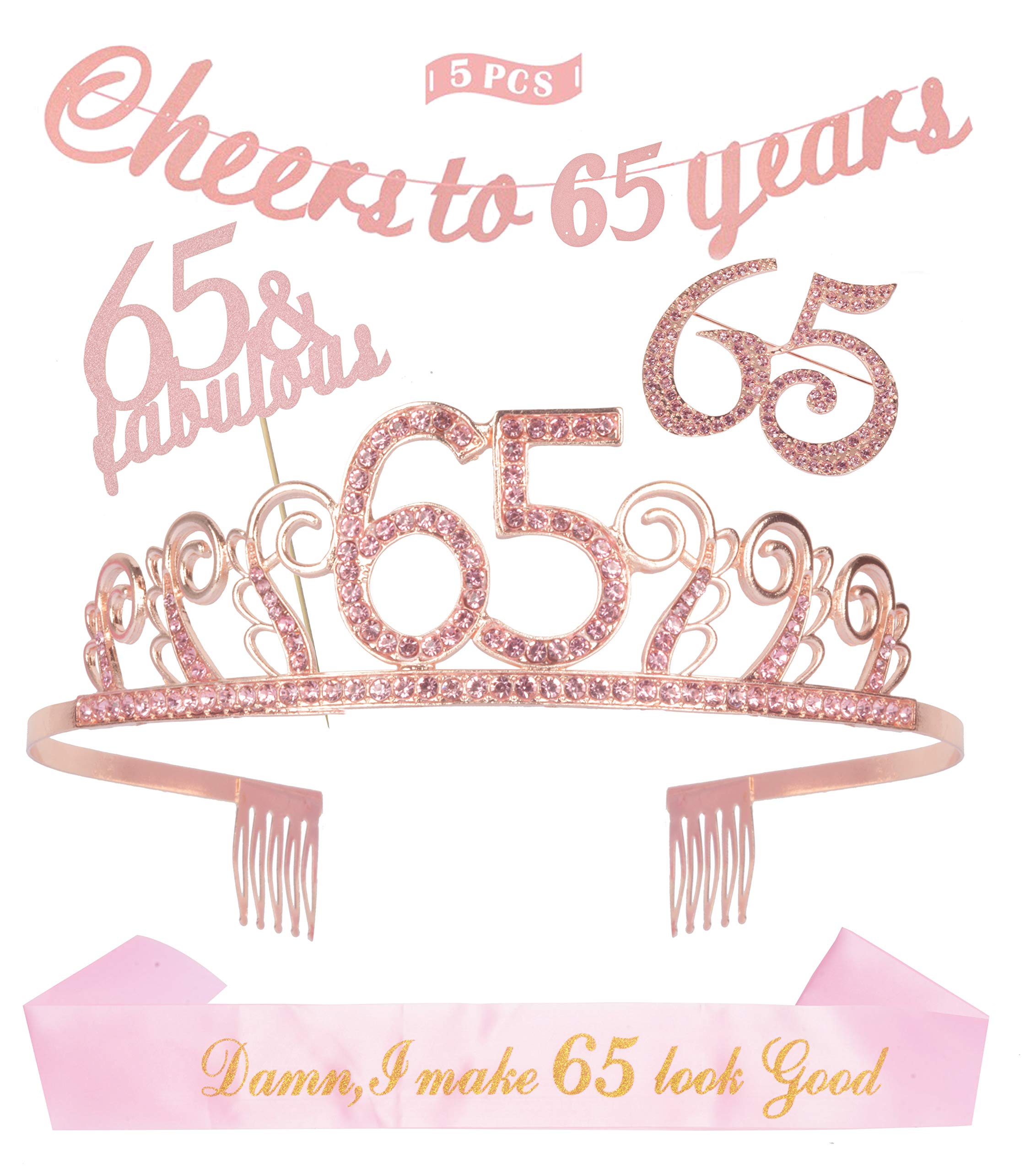 Buy 65th Birthday Decorations Party Supplies, 65th Birthday Tiara, 65th ...