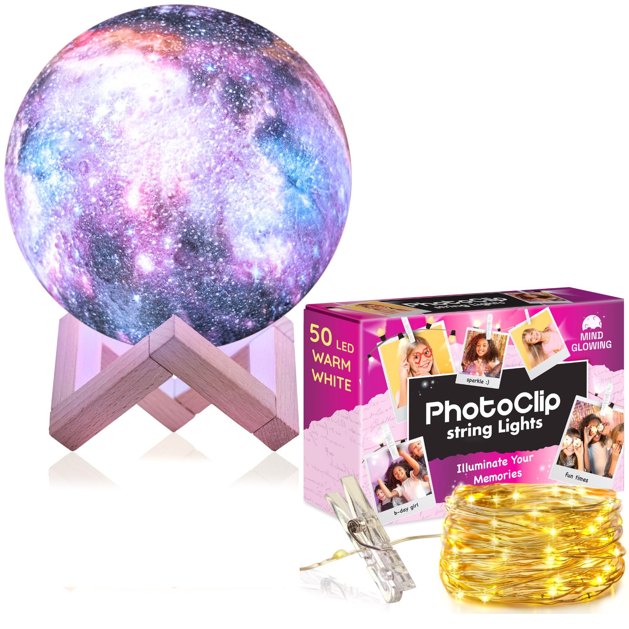 Amazon.com: Mind-Glowing Galaxy Chic Decor Set: Galaxy Moon Lamp (4.7 ...