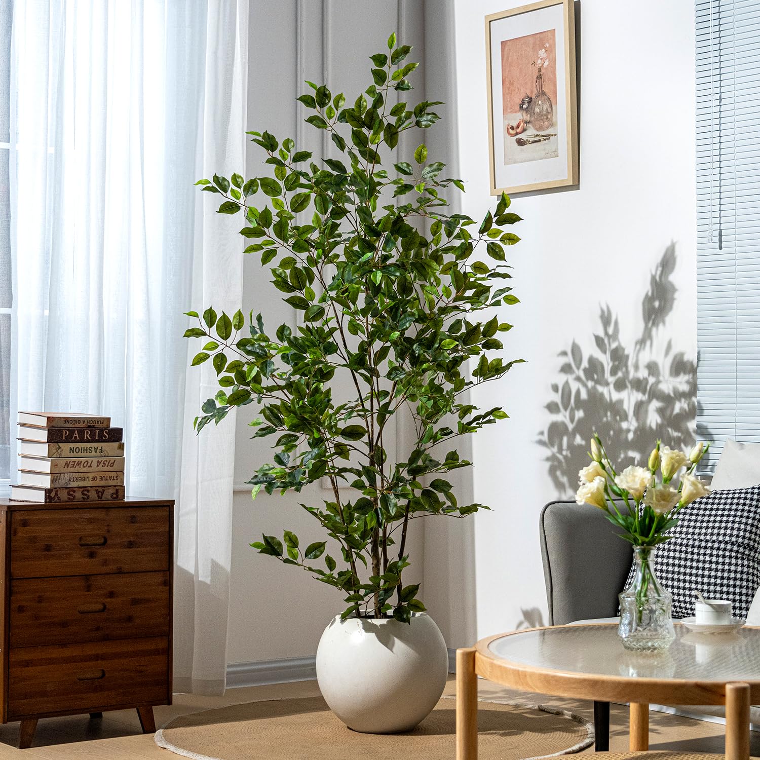 Amazon.com: Bailikang 6ft Artificial Ficus Tree-Artificial Plants ...