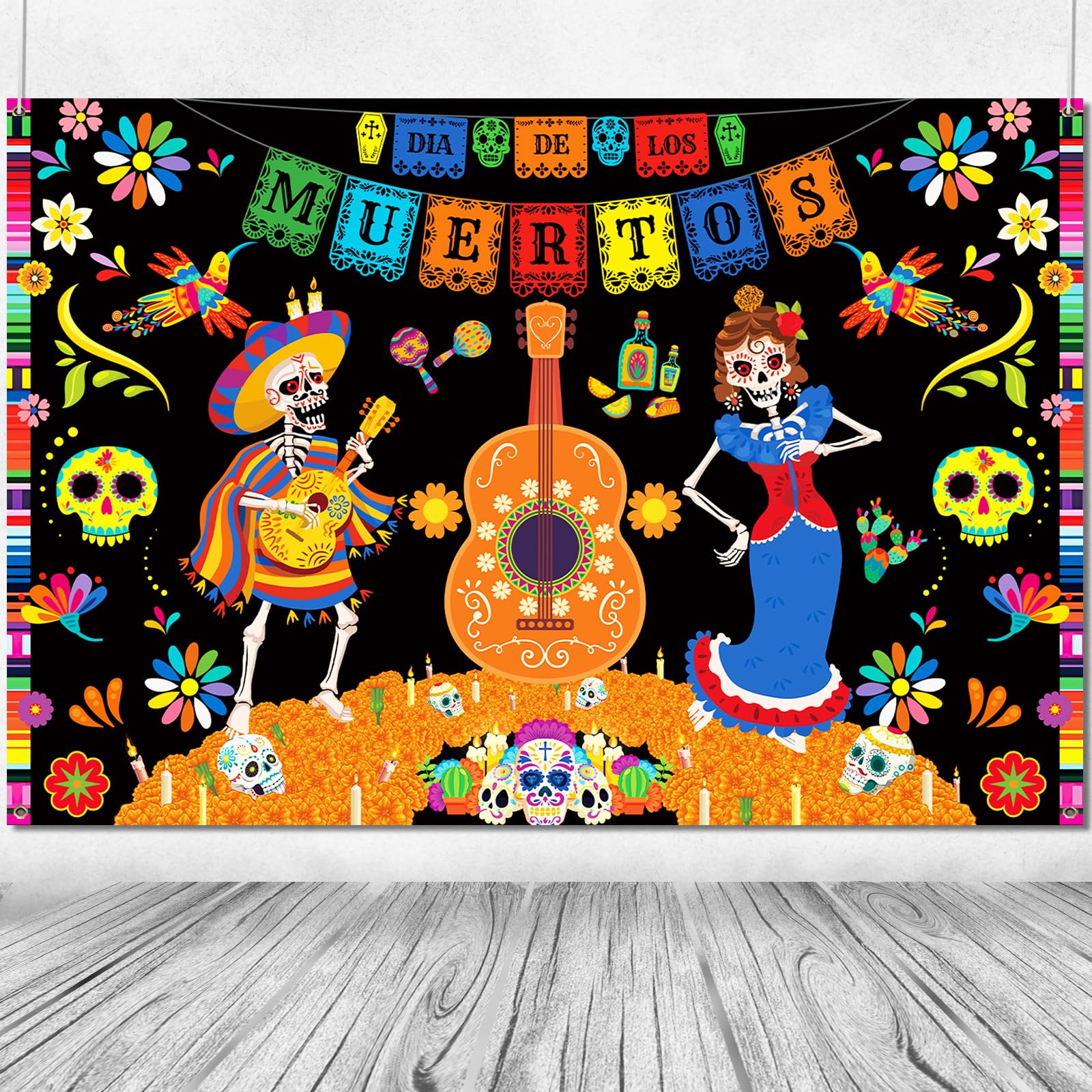 Amazon.com : iPartycool Day of The Dead Decorations, Extra Large Fabric ...
