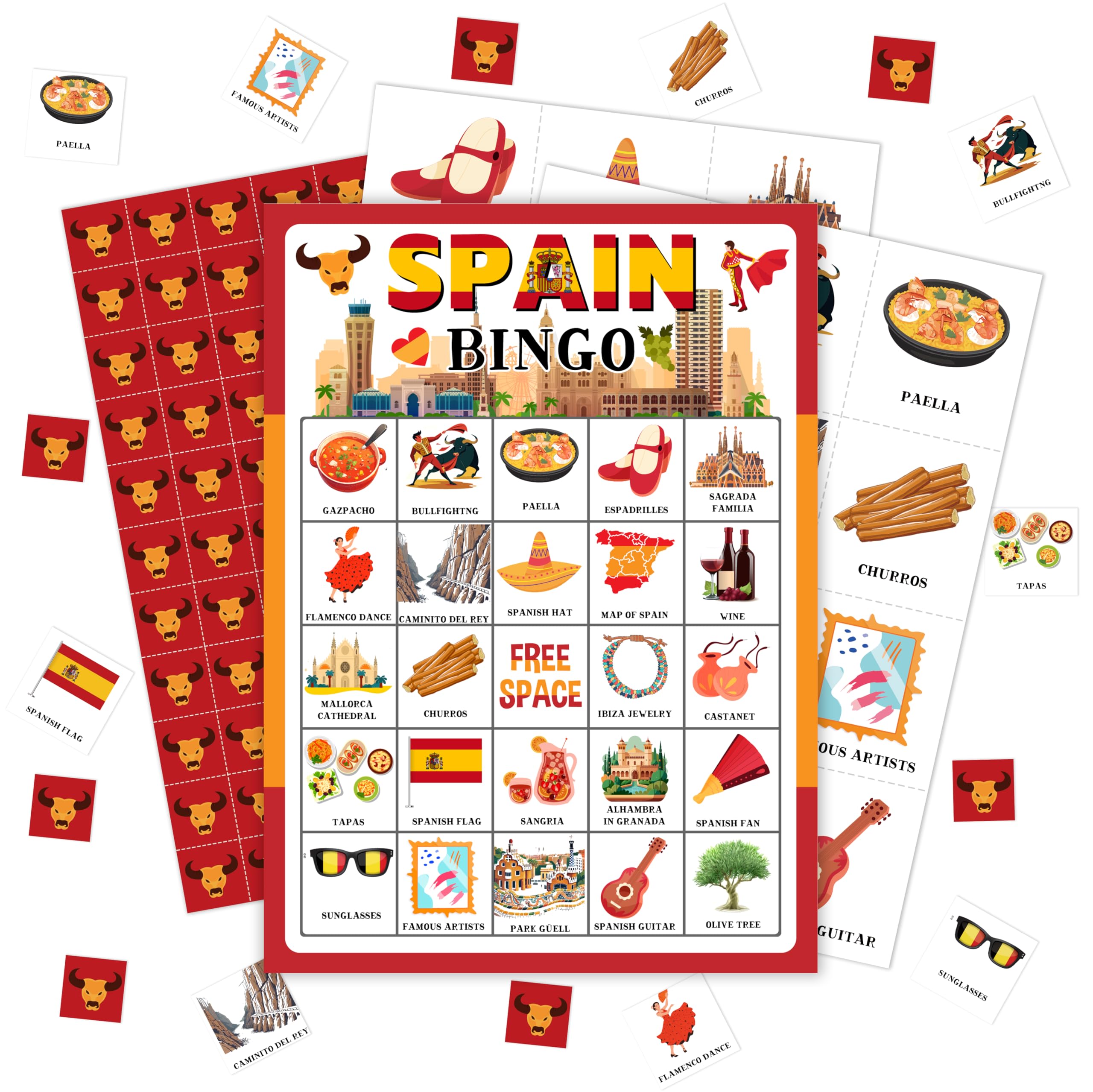 Amazon.com: pseuaudo Spain History Bingo Games, Retirement Journey Trip ...