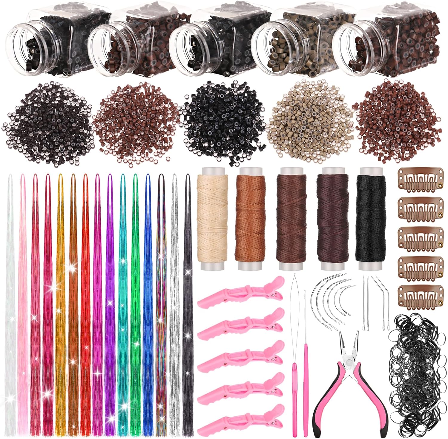 Amazon.com: Youdaju 48 Pcs Hair Extension Tools Kit with Plier,Silicone ...