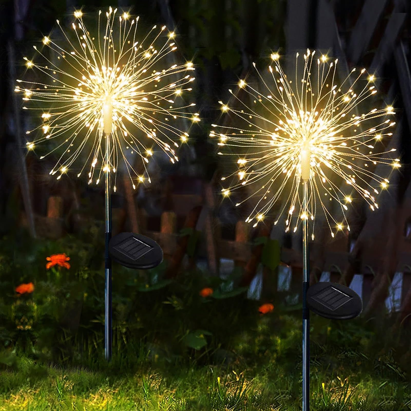 yowin Solar Garden Lights 2 Pack 120 LED Firework Solar Lights Outdoor ...