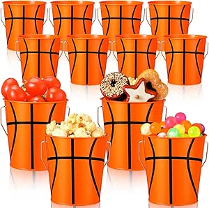 Amazon.com: Wenqik 12 Pcs Basketball Metal Bucket with Handles ...
