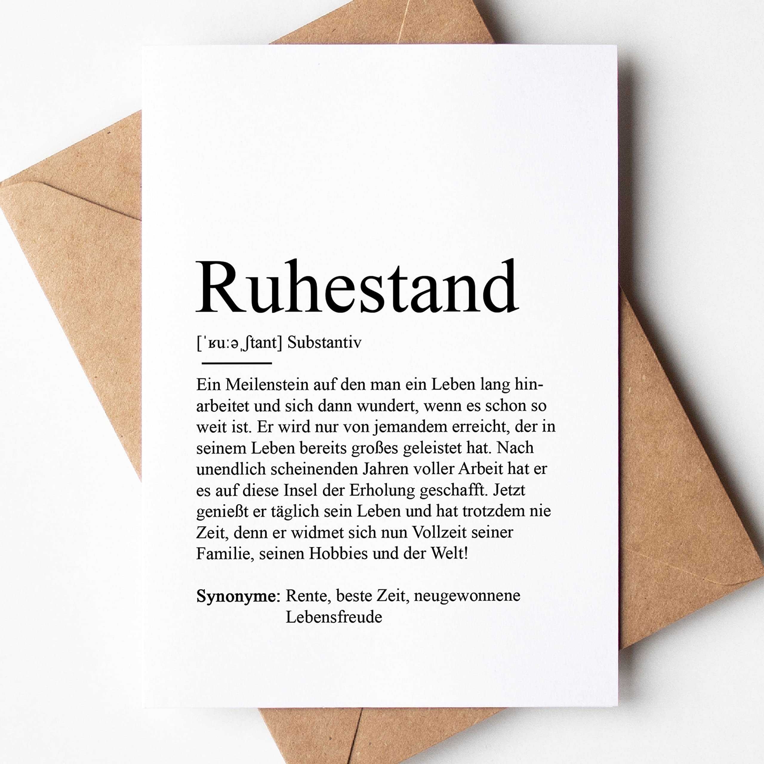 KAMEWI® Grußkarte RUHESTAND Definition | Klappkarte mit Briefumschlag ...