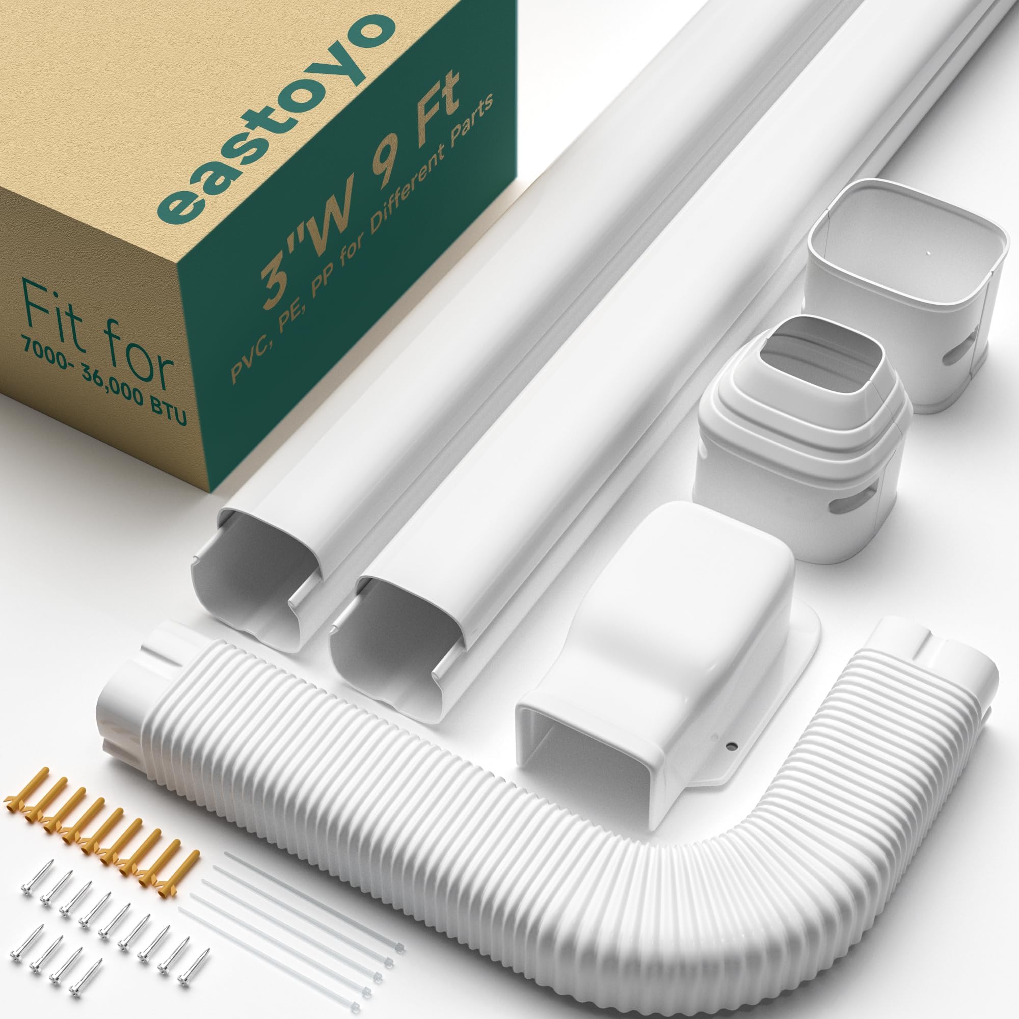 Amazon.com: eastoyo Mini Split Line Set Cover, 3''W 9 Ft Decorative PVC ...