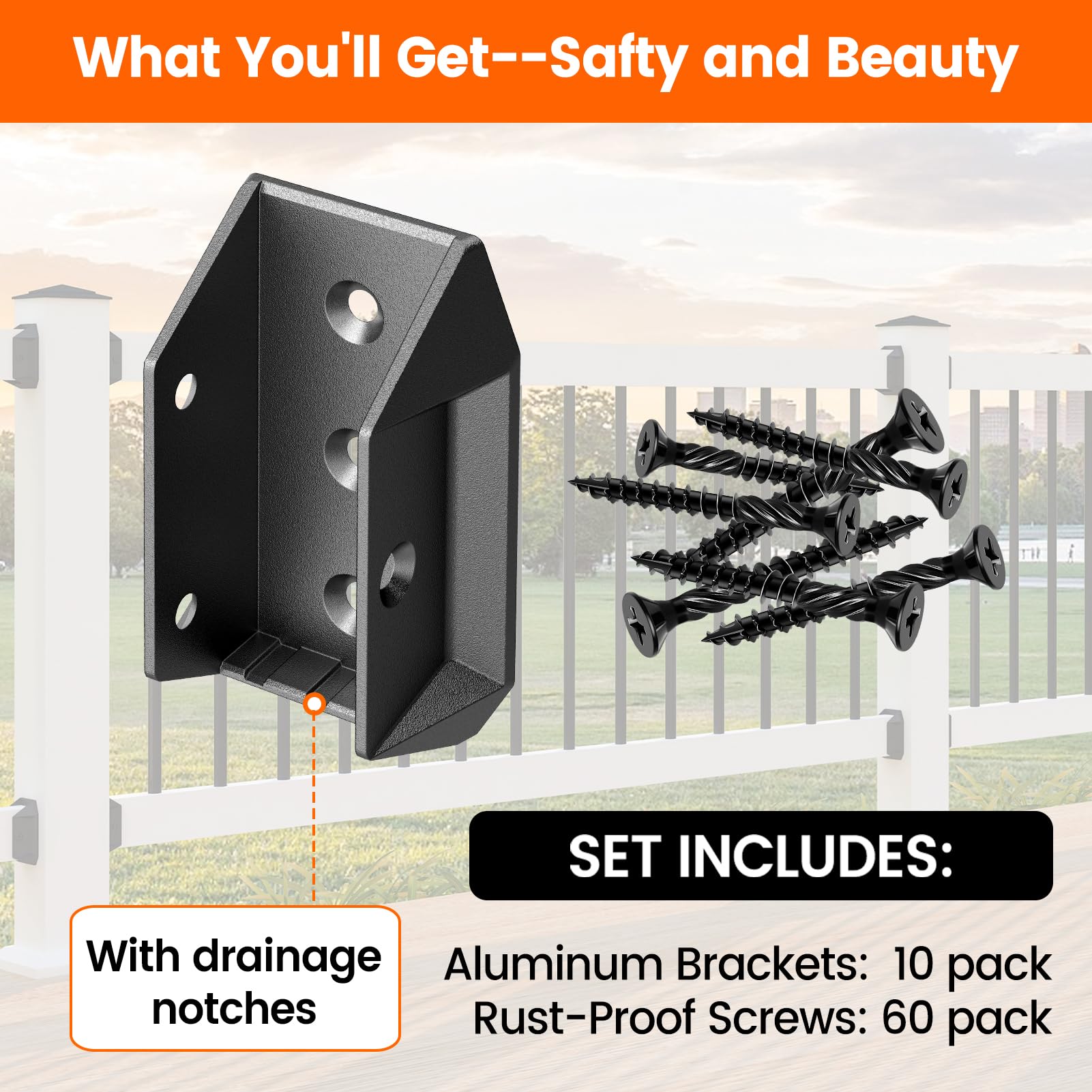 Snapklik.com : Funerlulu Aluminum 9-Pack Alloy Deck Railing Brackets ...