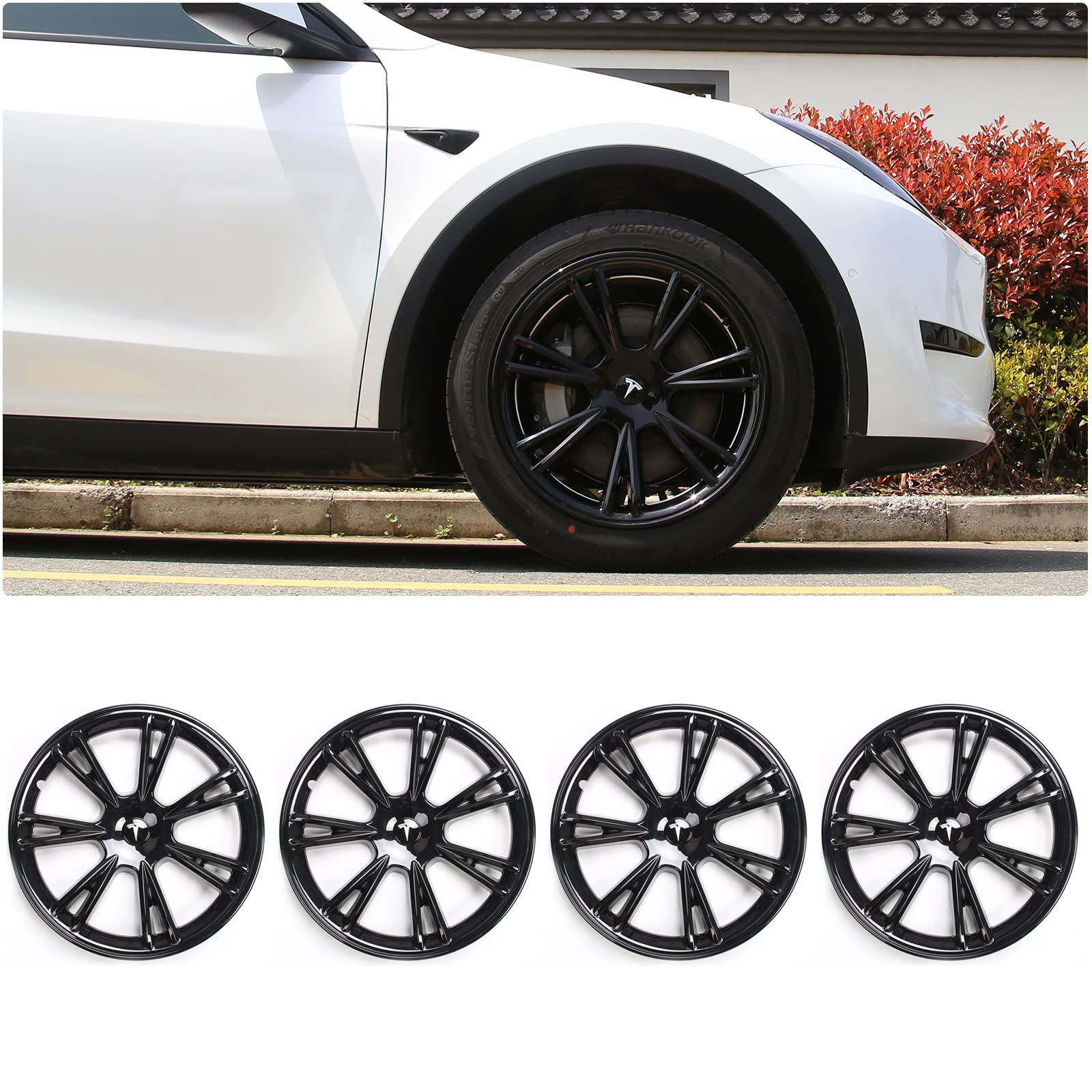 Snapklik.com : Powlamks 19-Inch Gemini Wheel Covers Hubcap For Tesla ...