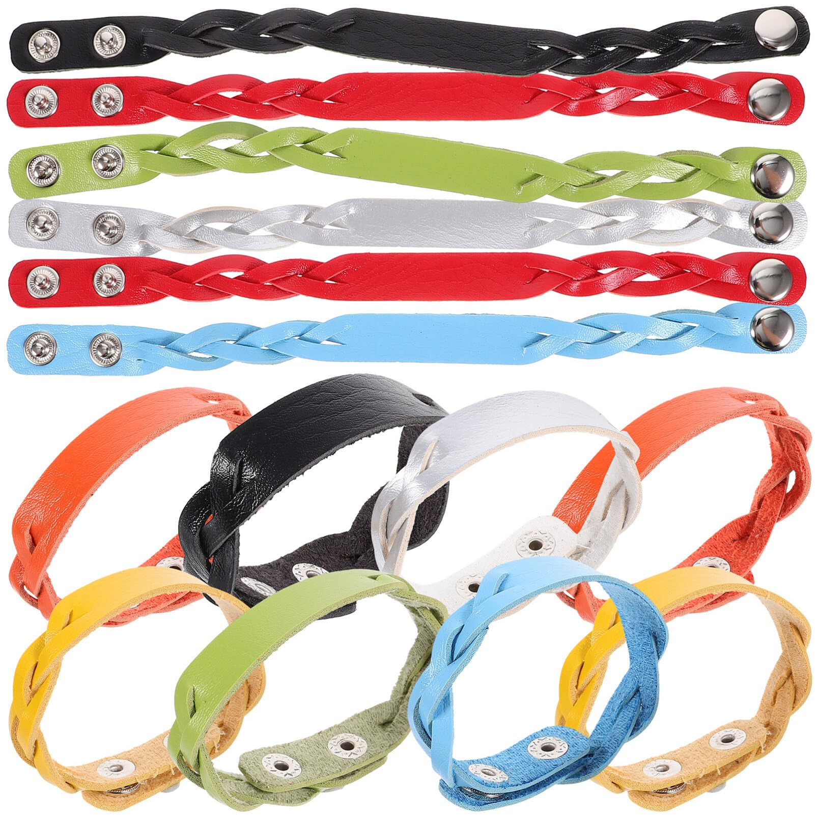 Amazon.com: SEWACC 14pcs Plain PU Leather Bracelets Blank Leather Snap ...