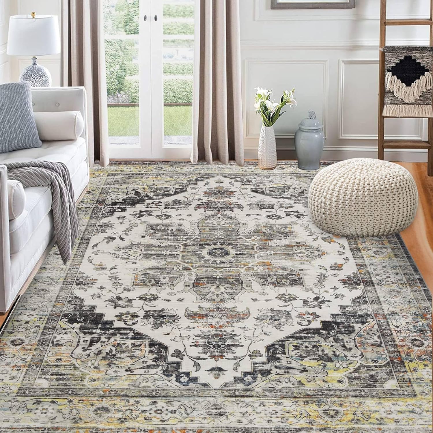GAOMON 9x12 Area Rug Vintage Medallion Rug Indoor Floor Traditional ...