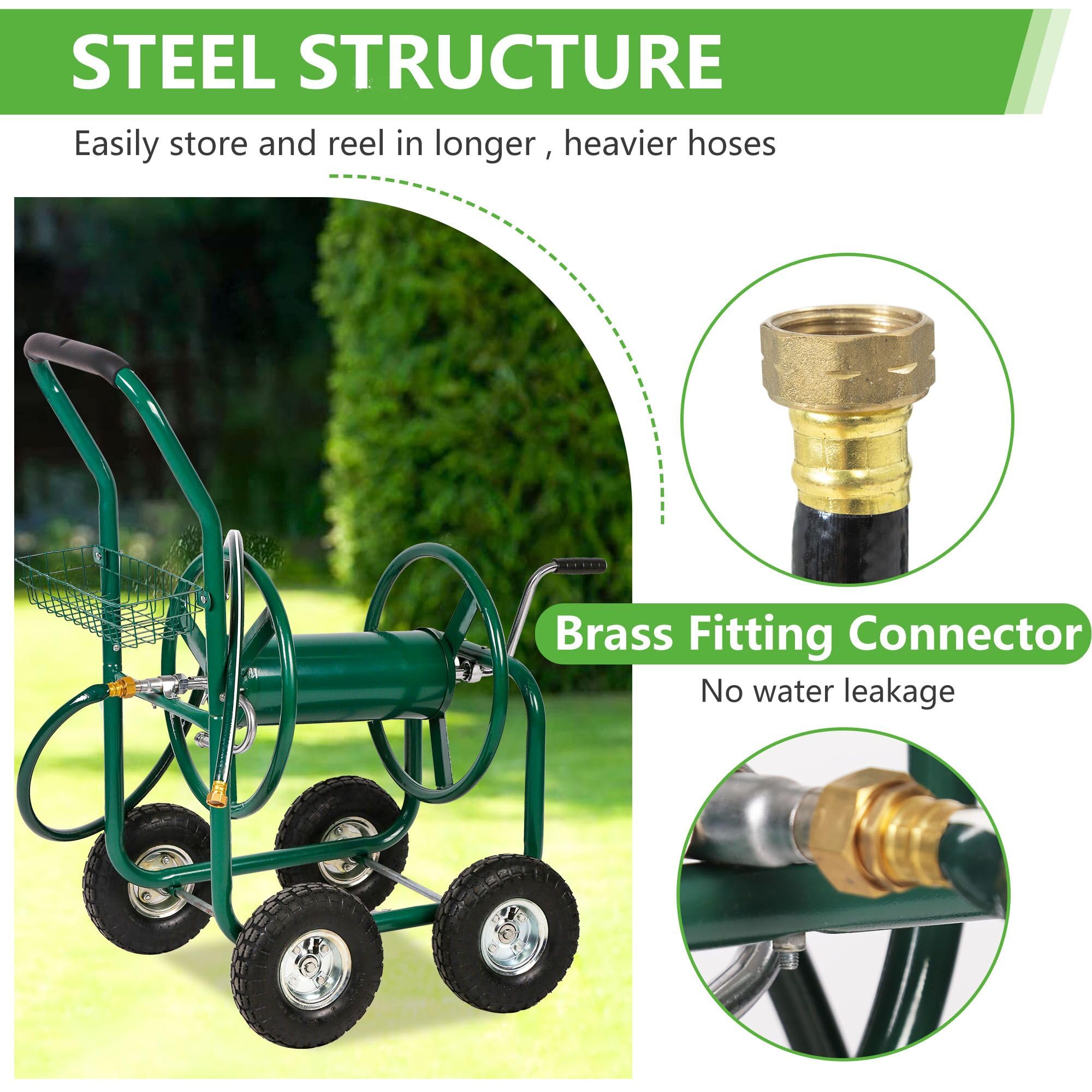 Snapklik.com : FDW Garden Hose Reel Cart, Water Hose Cart