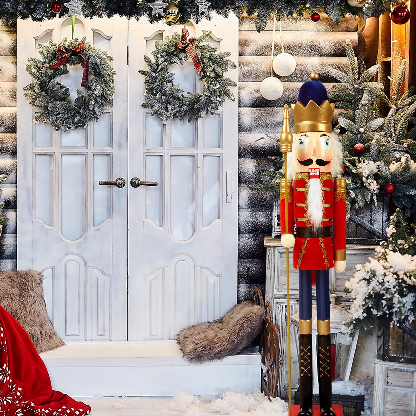 Liliful 48 Inch 4 ft Tall Life Size Christmas Nutcracker King Giant Red ...