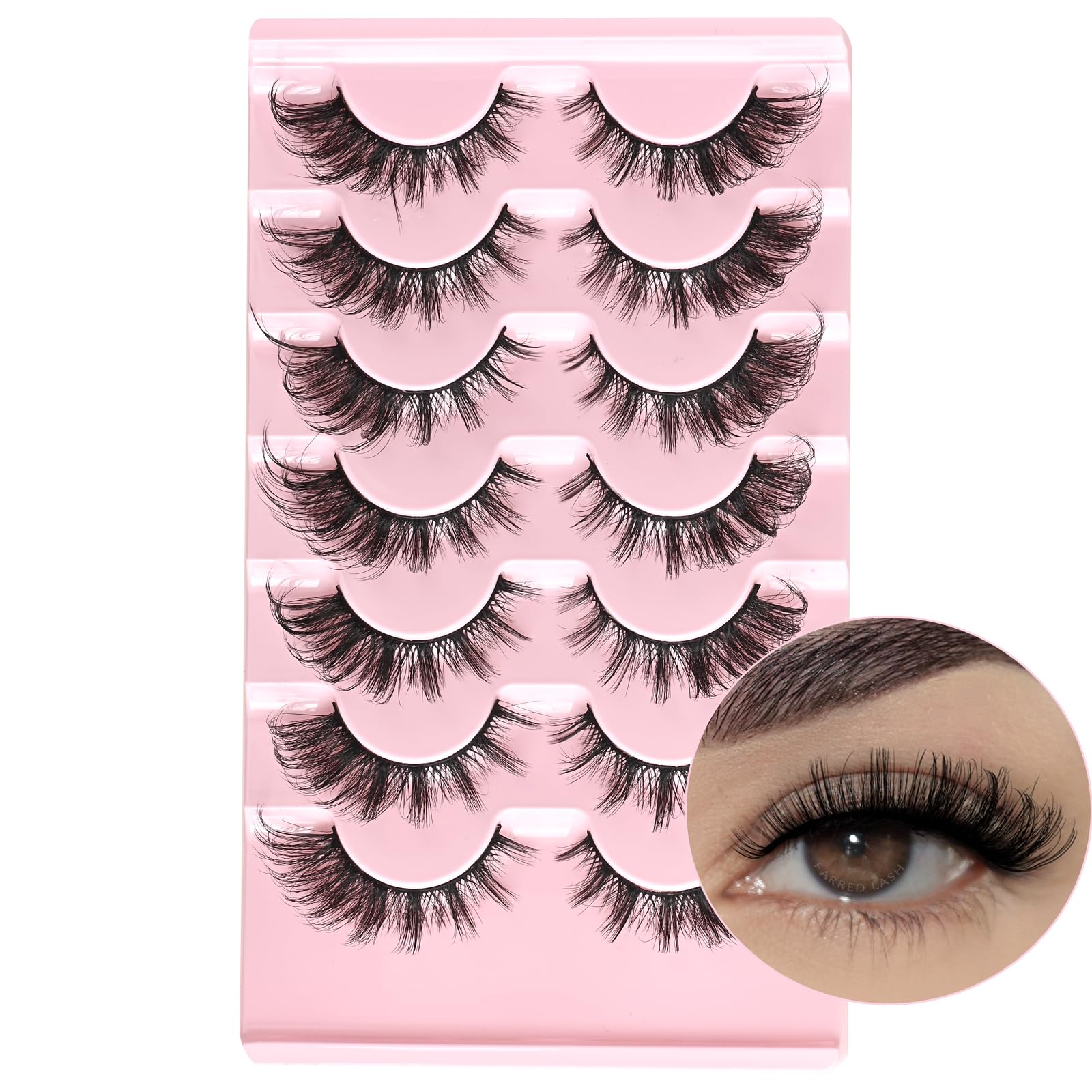 Amazon.com: FARRED Cat Eye Lashes Natural Eyelashes Short Wispy Lash ...