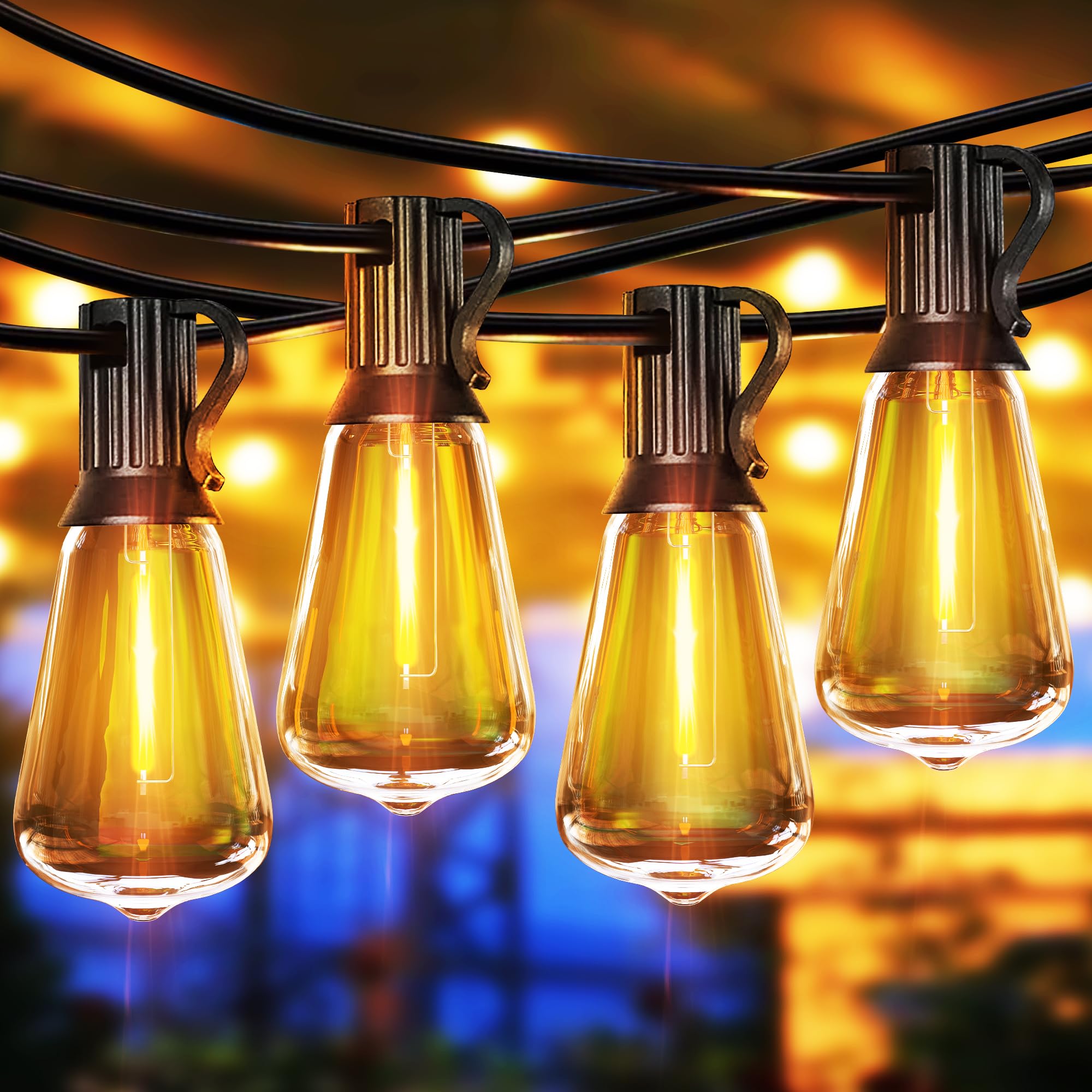 PARTPHONER LED Outdoor String Lights, 180FT Patio Lights with 96 ...