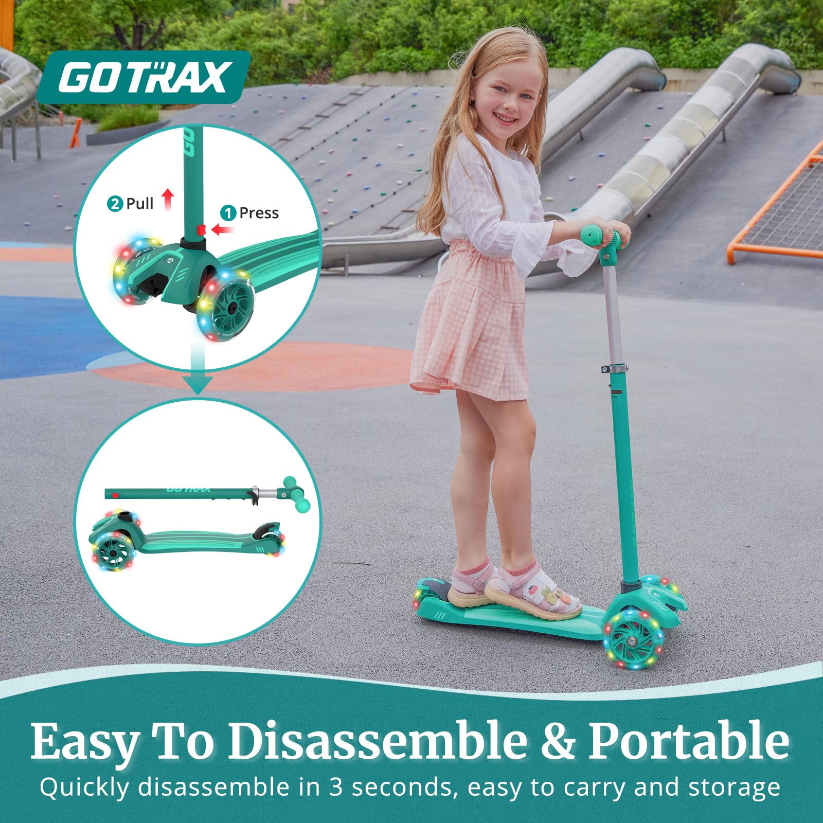 Snapklik.com : Gotrax KS1 Kids Kick Scooter, LED Lighted Wheels And 3 ...