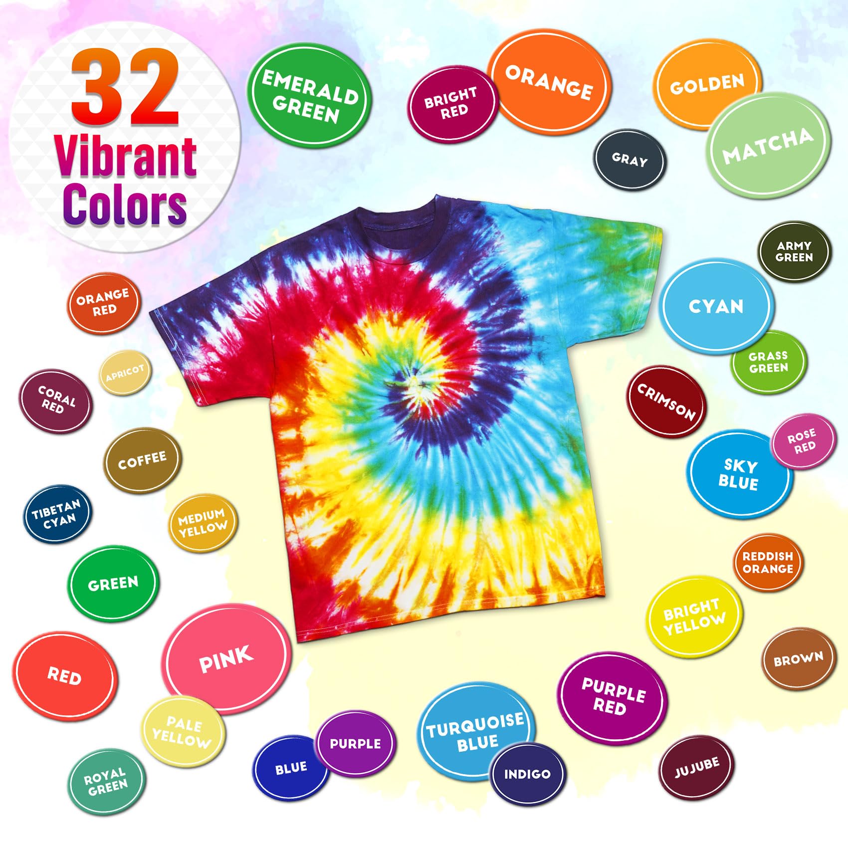 Snapklik.com : Tie Dye Kit For Kids And Adults, 32 Colors 80ML Bottles ...