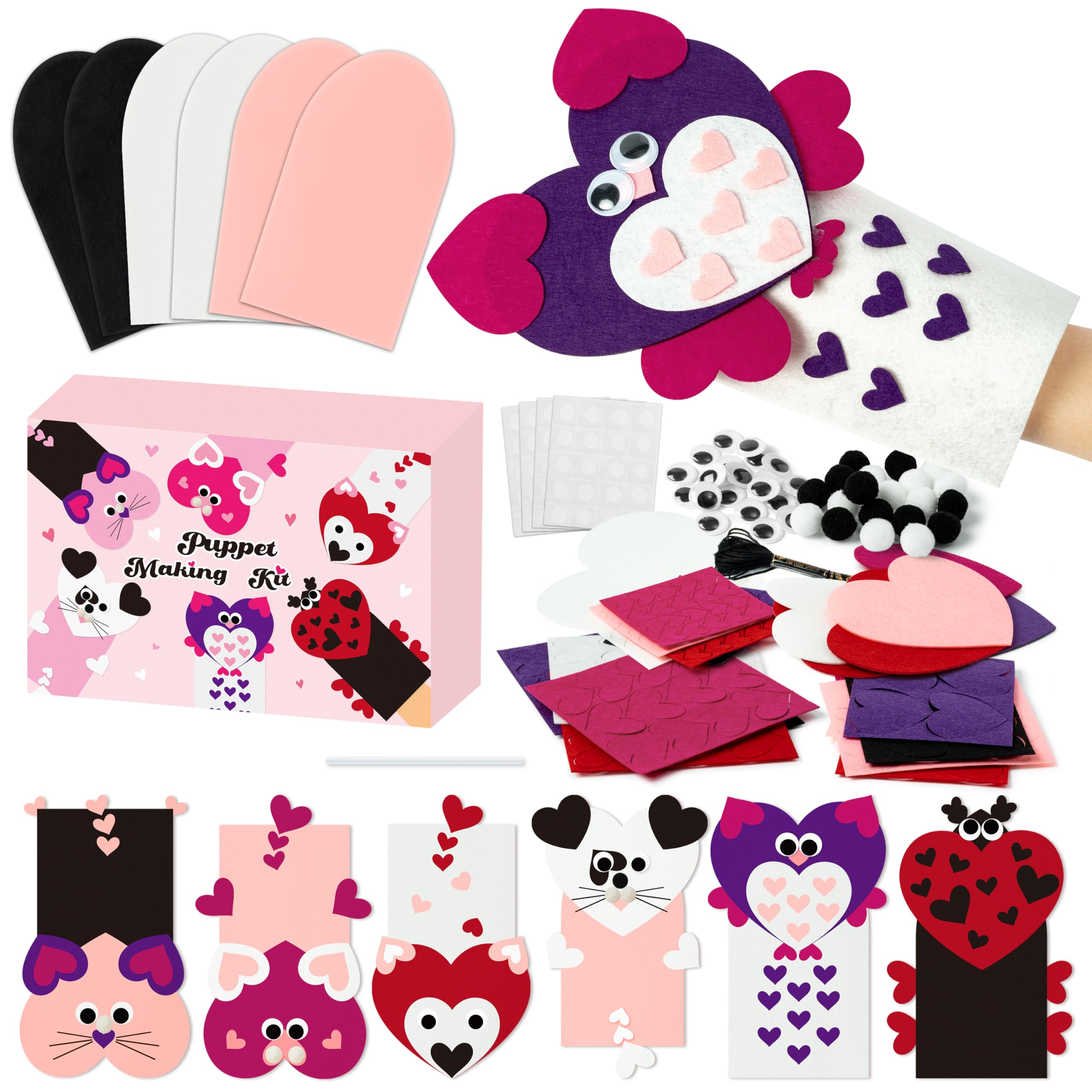 Amazon.com: WATINC 6Pcs Hand Puppet Making Kit, Art Craft Felt Sock ...