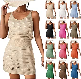 KVOTUU Crochet Swimsuit Coverup for Women Hollow Out Knit Bathing Suit ...