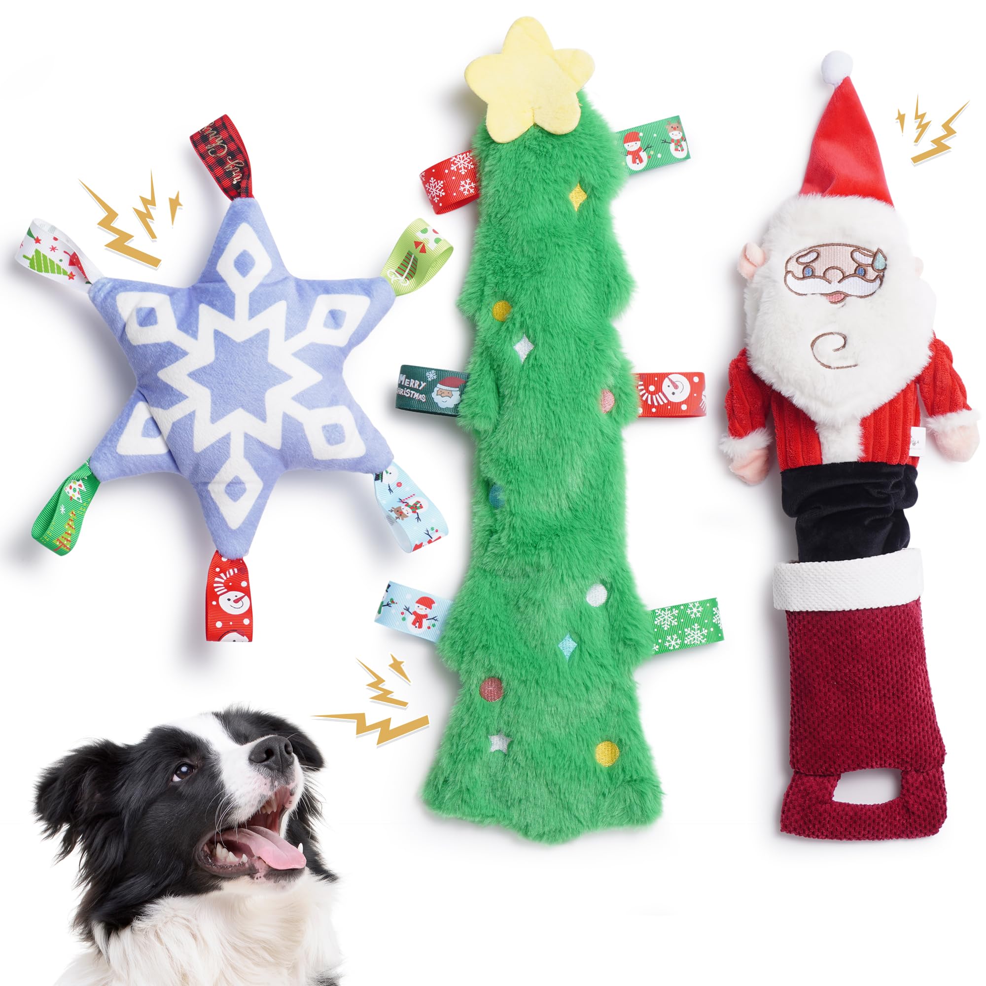 Amazon.com : Nocciola 3 Pack Christmas Dog Toys, Interactive Crinkle ...
