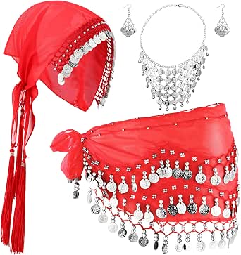 Amazon.com: Kigeli 4 Pieces Gypsy Costume Women Fortune Teller ...