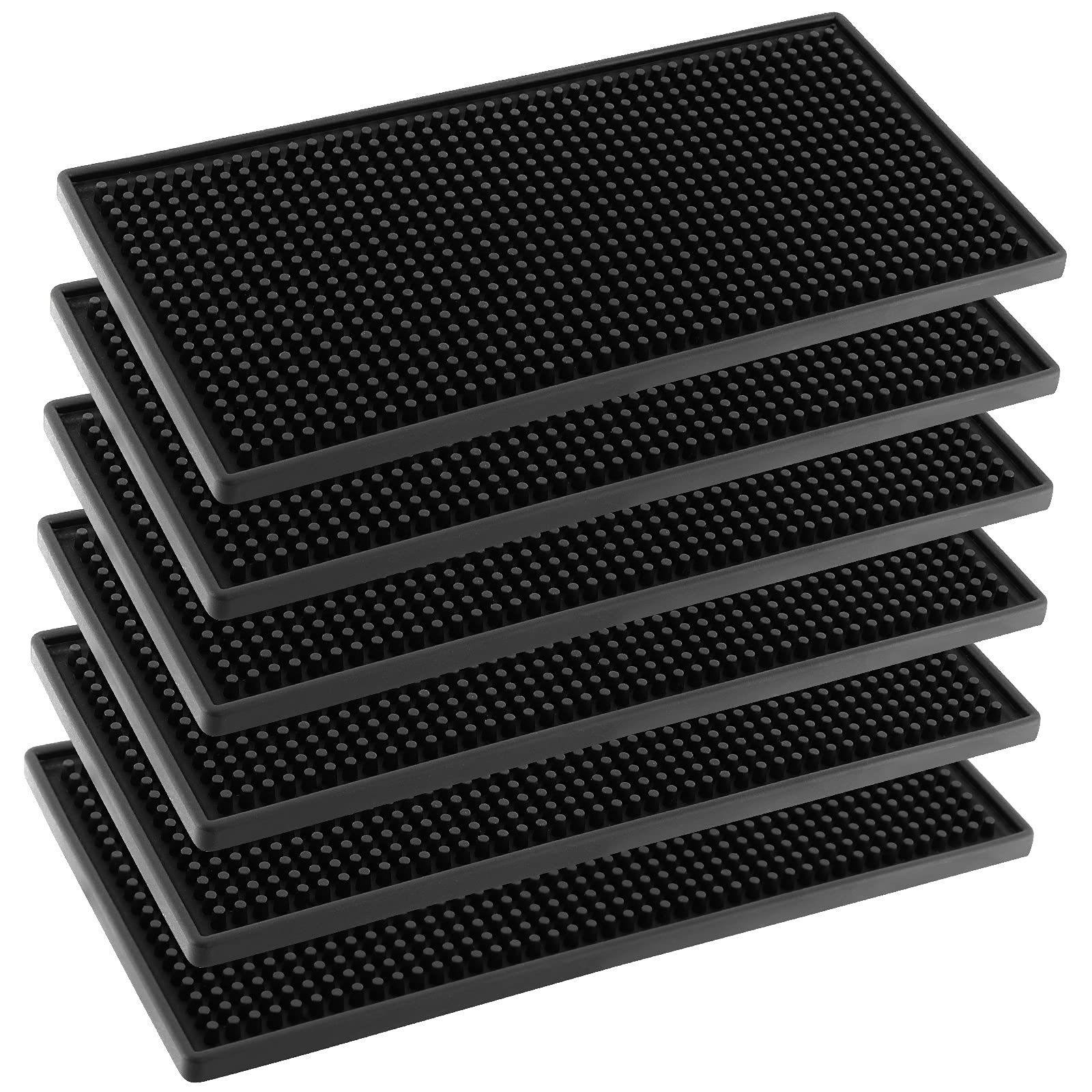 Snapklik.com : 6 PCS 6 X 12 Inches Black Rubber Bar Mat, Bar Mats For ...