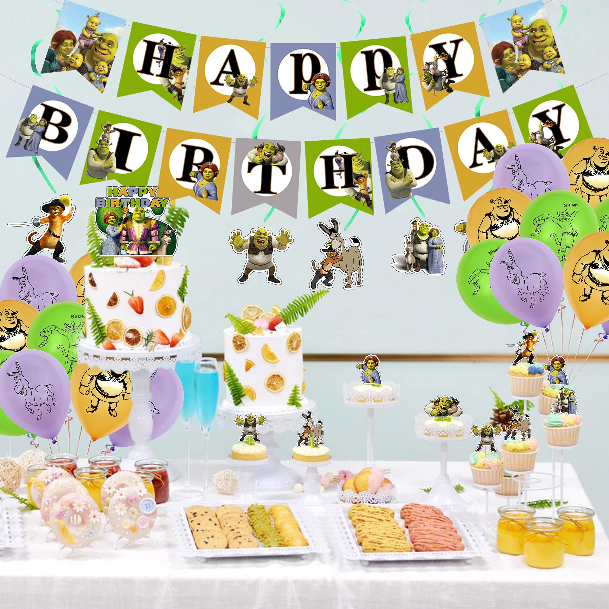 Buy Shrek Birthday Party Decorations,Cartoon Sherk Theme Party Supplies ...