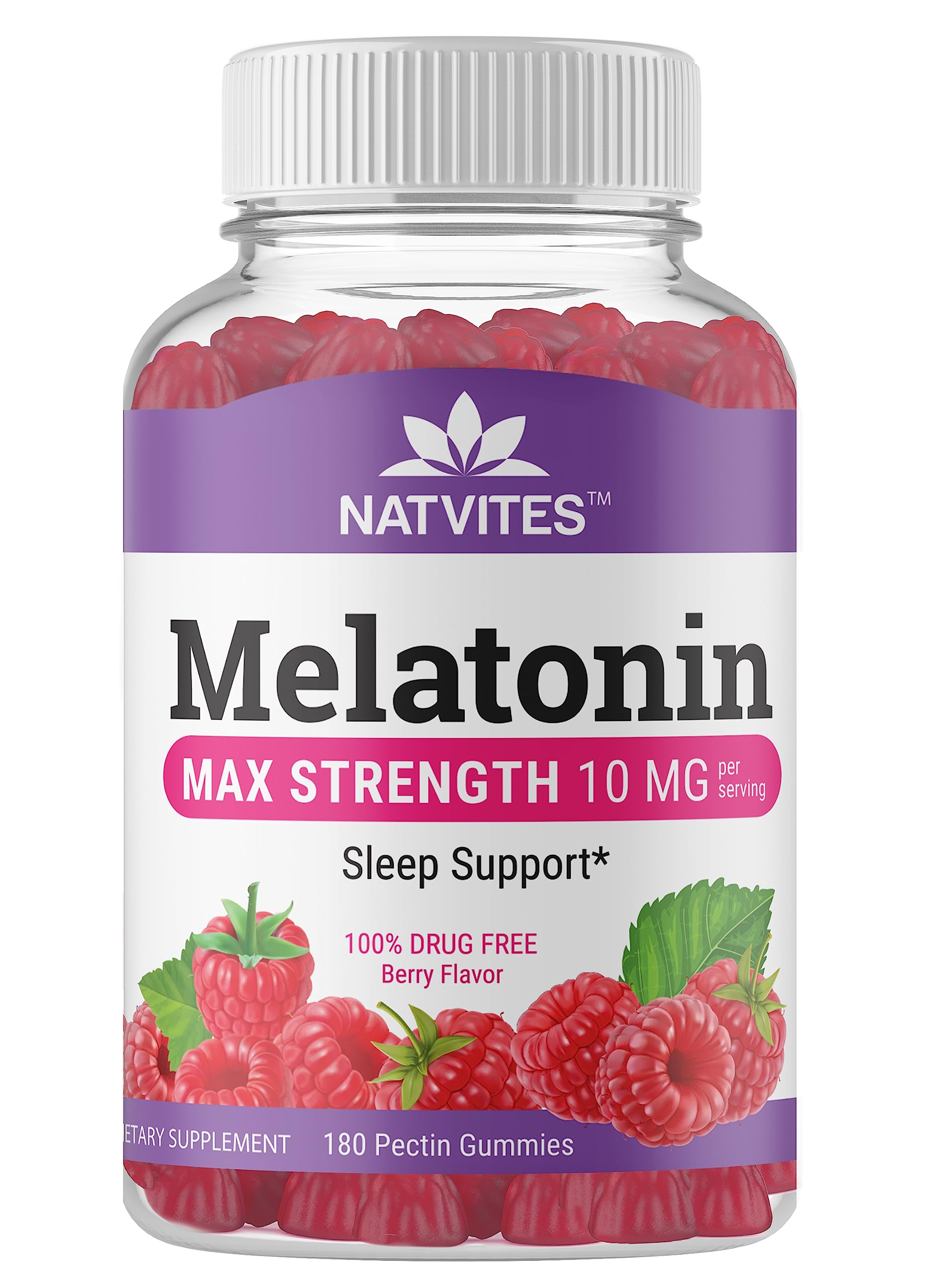 Amazon.com: Natvites Melatonin Gummies Max Strength 10mg Pectin Gummies ...