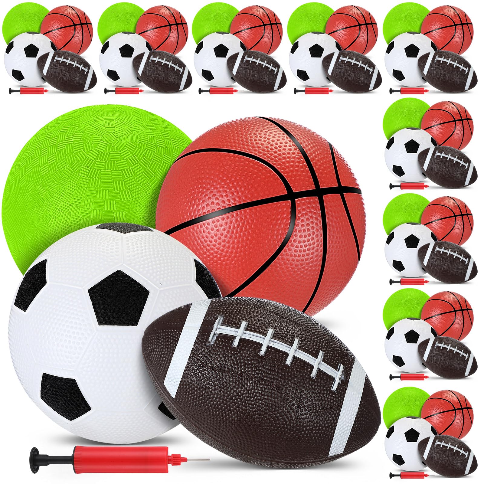 Amazon.com: RoundFunny Pack of 36 Sports Balls with 9 Pump for Kids 5 ...