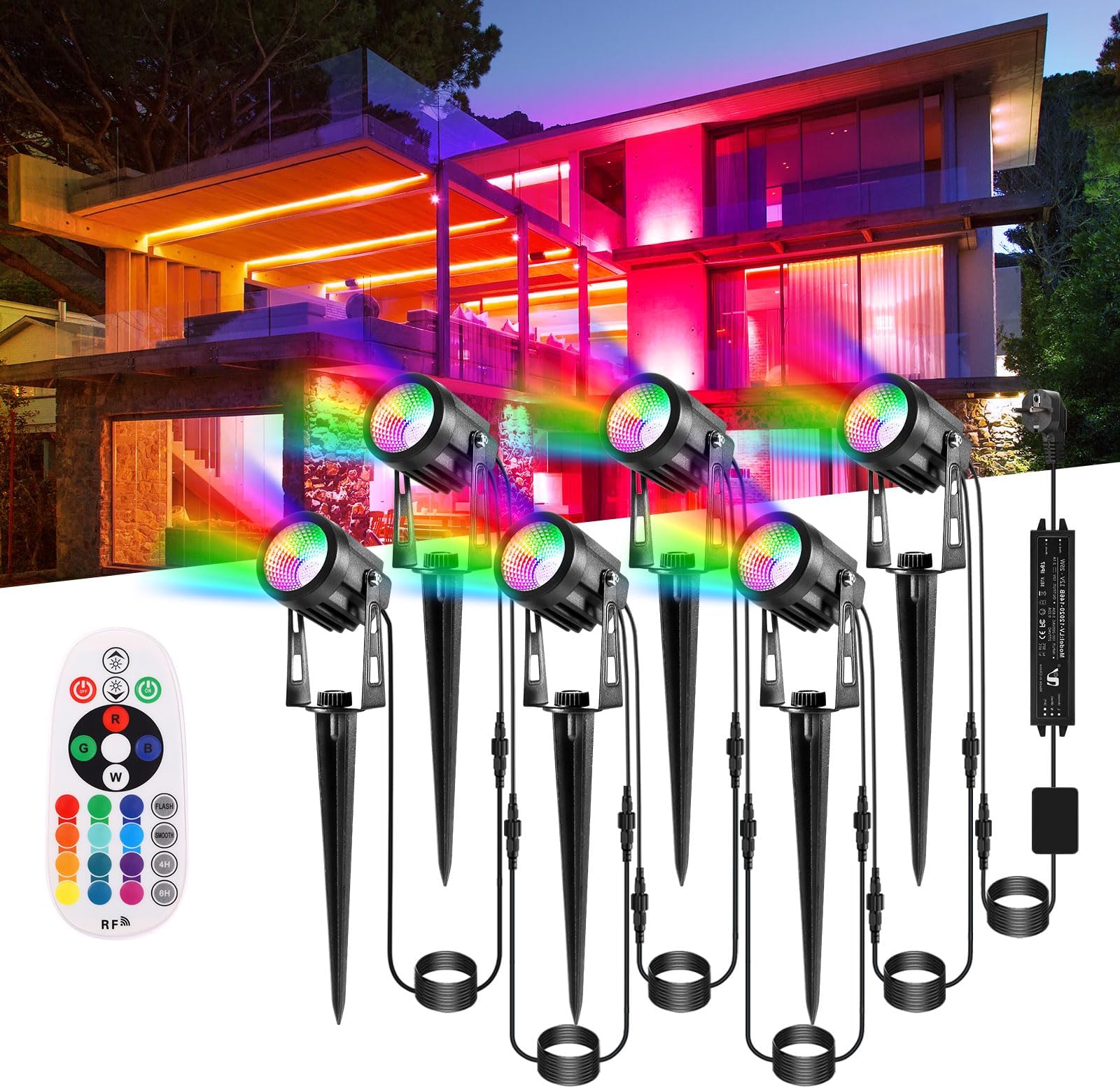 B-right Garden Spike Lights, RGB Garden Lights Mains Powered with ...