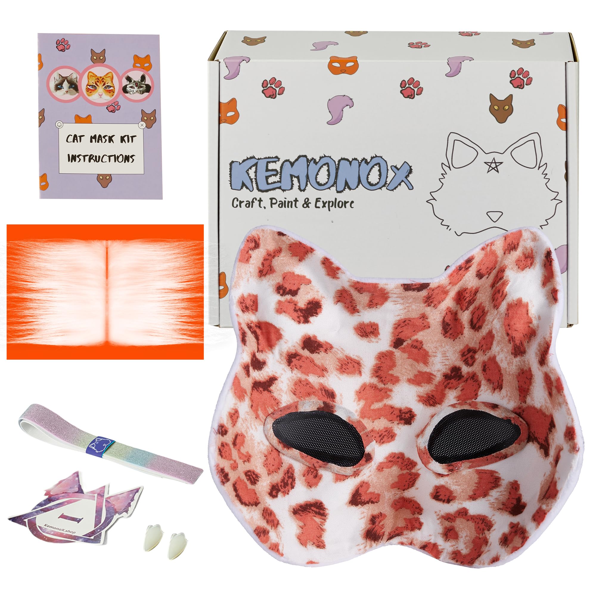 Amazon.com: KemonoX Lined Pre Felted Therian Cat Mask Kit - Fleeced Cat ...