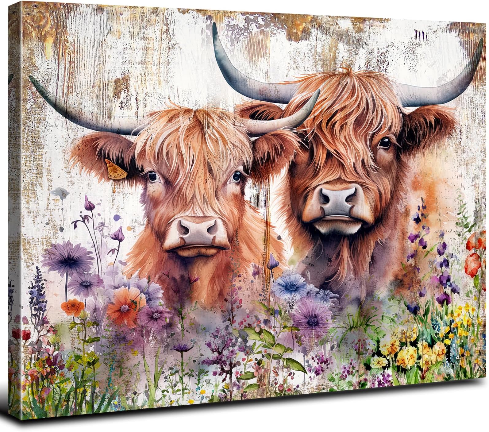 Amazon.com: Rustic Cow Pictures Wall Decor Farmhouse Highland Cow Wall ...