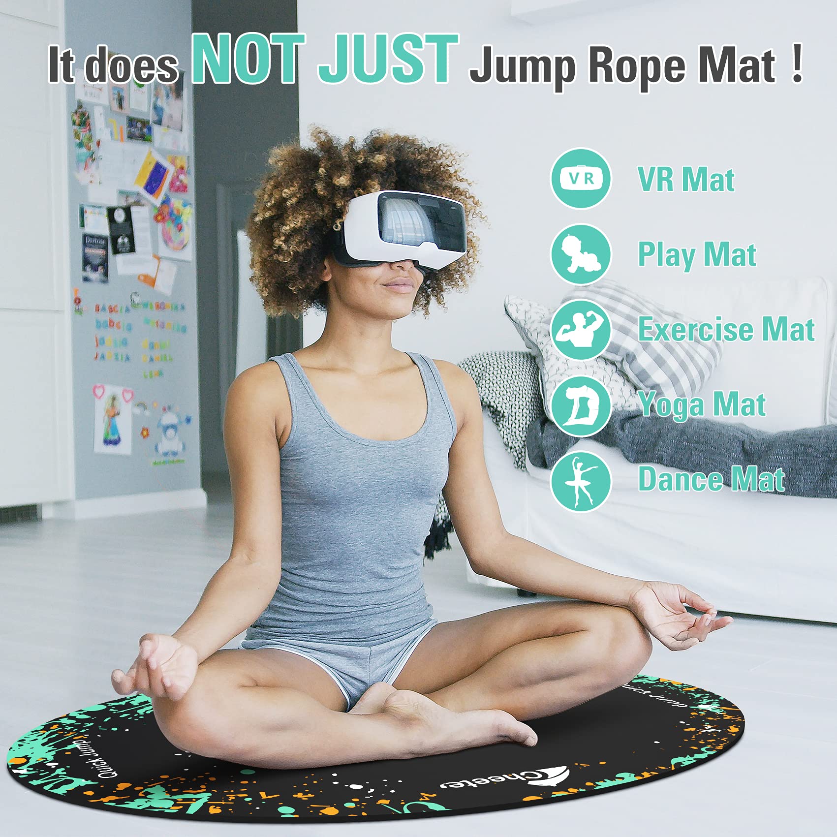 Jump Rope Mat Large Rubber Exercise Mat Rope Skipping Workout Mats for ...