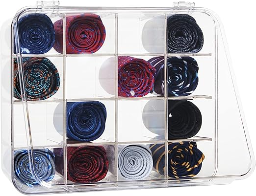 Amazon.com: HUHYNN Tie Rack Organizer, Clear Tie Organizer Box, Acrylic ...