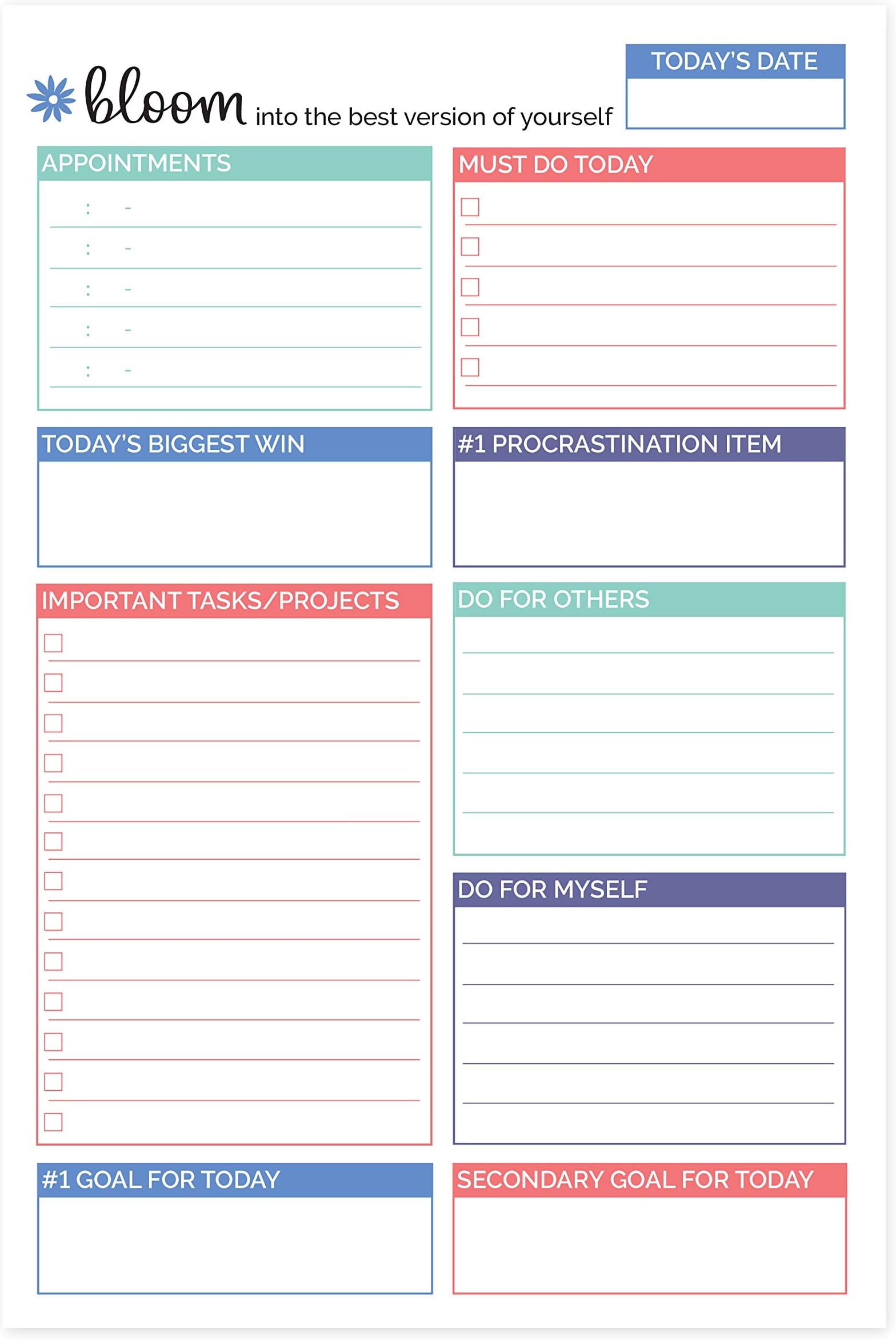 bloom daily planners Double Sided Daily Planning System Tear Off to Do ...