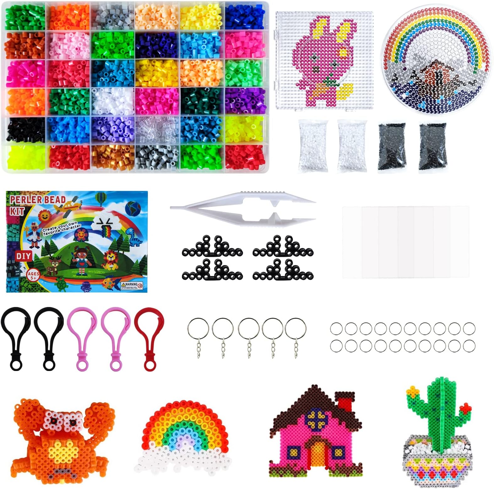 20 Pcs 5mm Fuse Beads Boards Clear Plastic Pegboards Craft Tray for ...