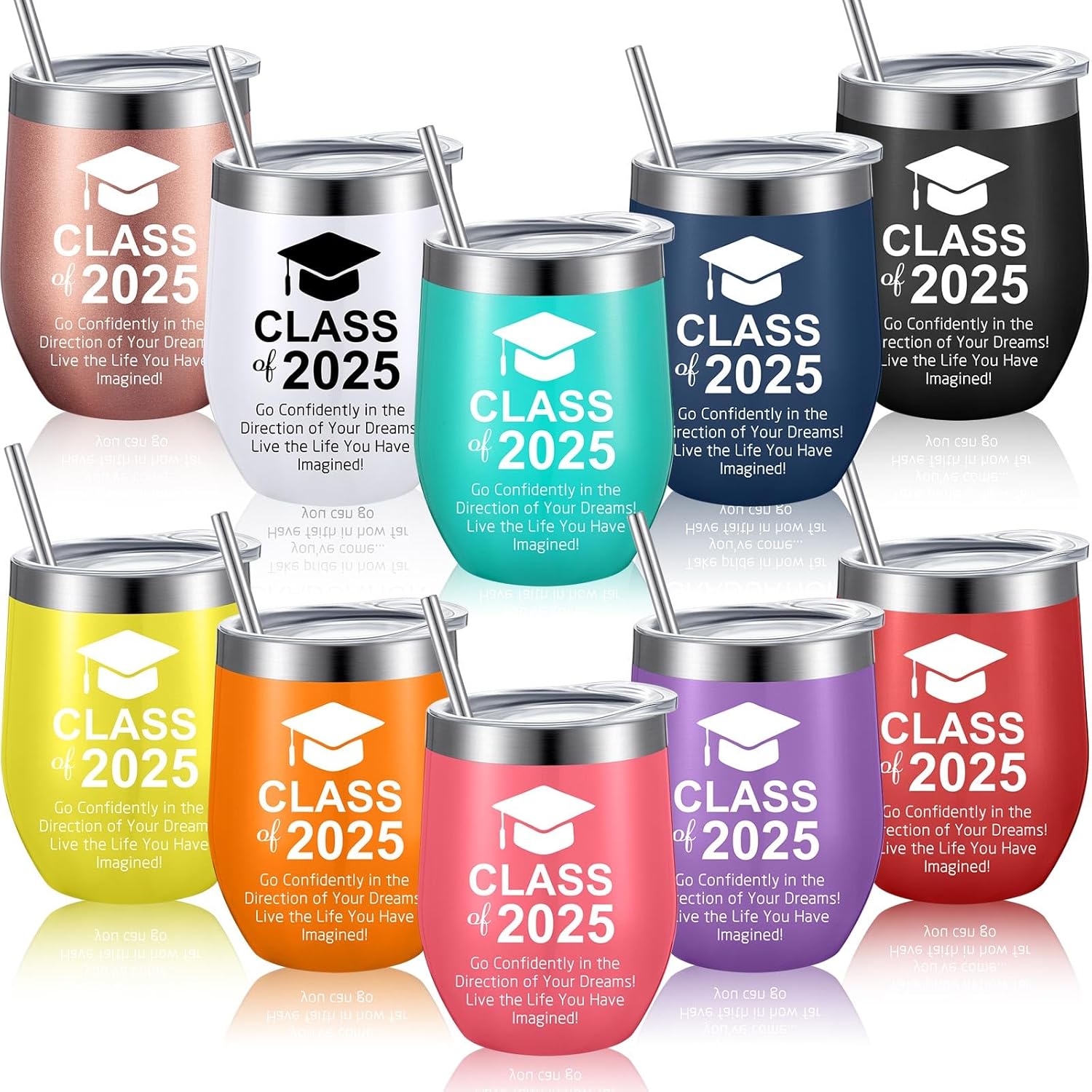 Amazon.com | Amyhill 10 Pcs Class of 2025 Graduate Travel Mug for Her ...