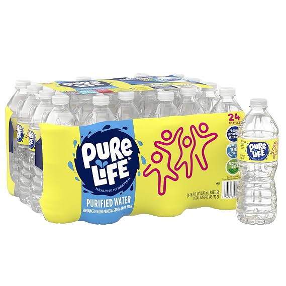 Amazon.com: Pure Life, Purified Water, 16.9 Fl Oz, Plastic Bottled ...