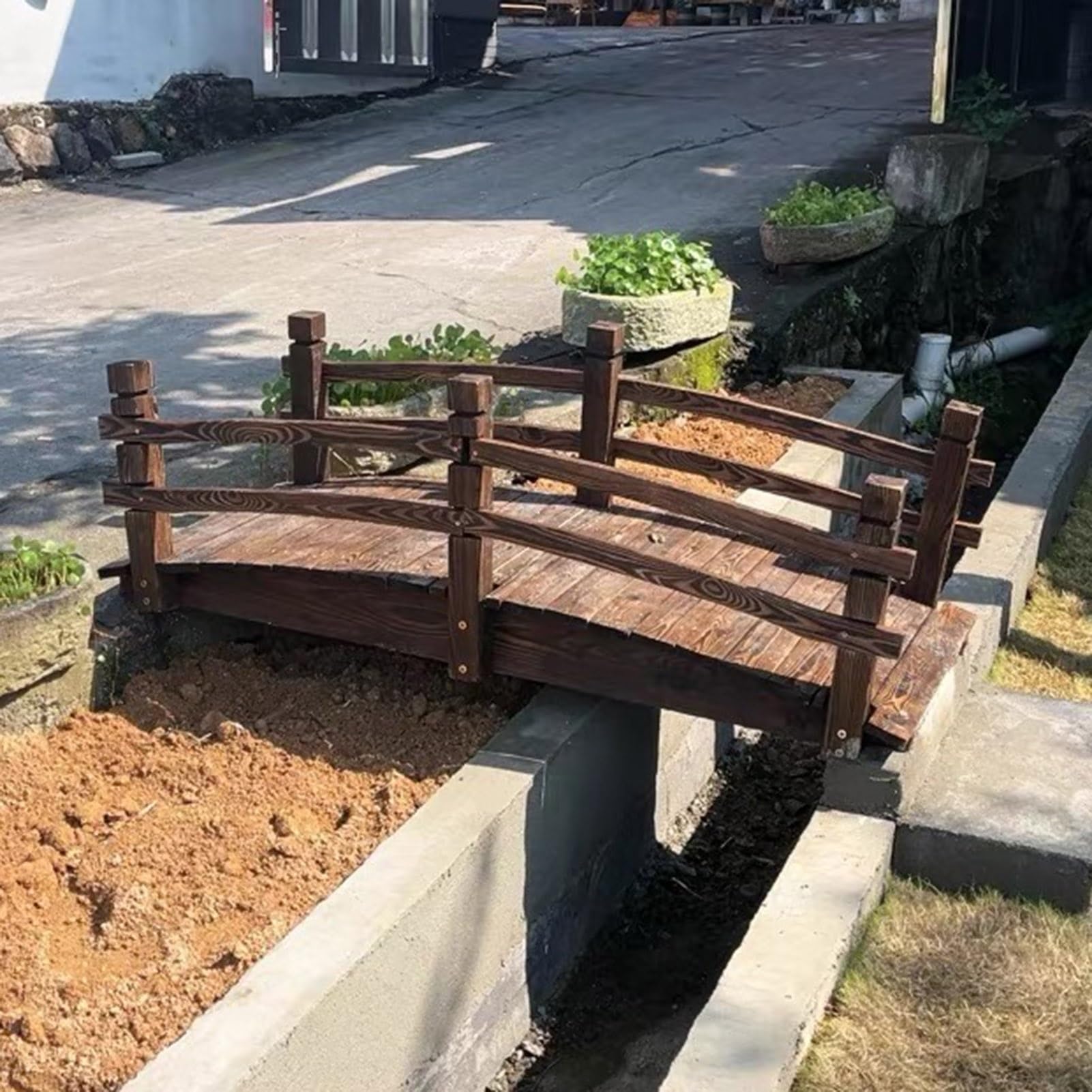 Amazon.com: CMYUN Garden Decor Wooden Bridges with Rails, Heavy Duty ...