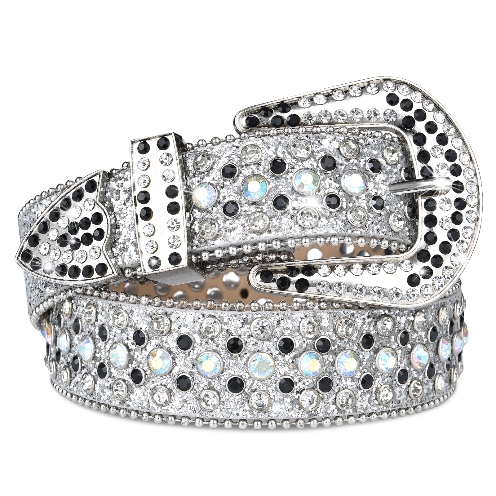 Rhinestone Belts for Women Men White Sliver Diamond Western Bling ...