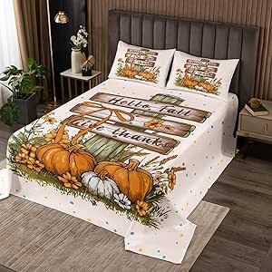 Amazon.com: Fall Pumpkin Harvest Quilt Bedding Set KingThanks Giving ...