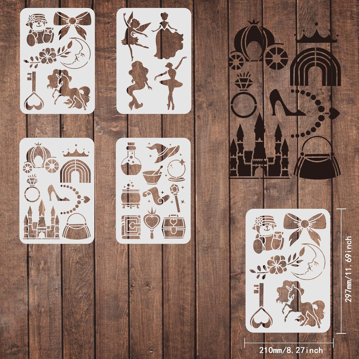 FINGERINSPIRE 4 Pcs Fantasy Stencils Template 29.7x21cm Plastic ...