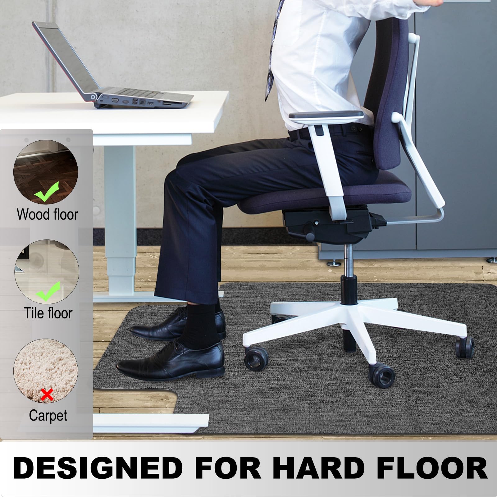 AiBOB Office Chair Mat for Hardwood Floor, 45 X 53 inches, Hard Floor ...